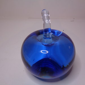 Vintage Glass Paperweight Blue Apple - Etsy
