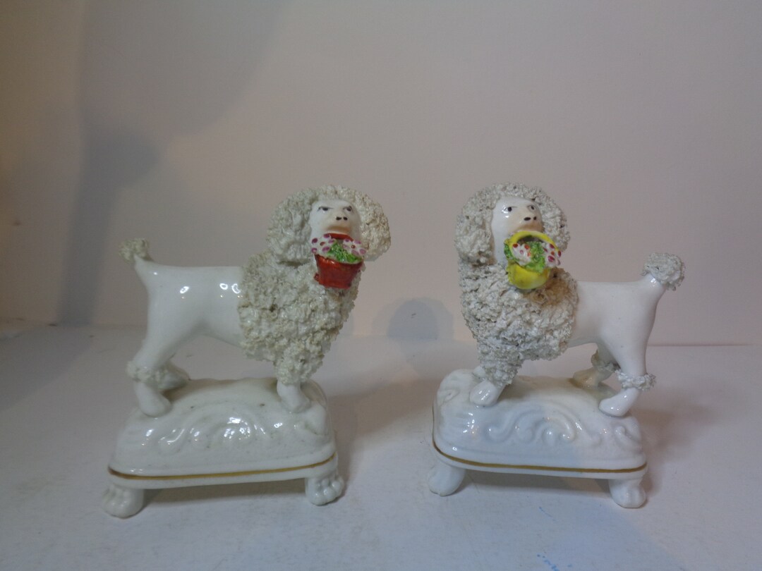 Staffordshire Porcelain Poodles, With Baskets of Flowers. 1870's - Etsy