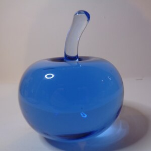 Vintage Glass Paperweight Blue Apple - Etsy