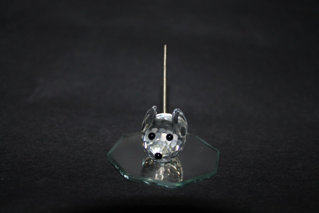Swarovski Mini Crystal Mouse Figurine With Metal Tail + Mirror Base - Etsy
