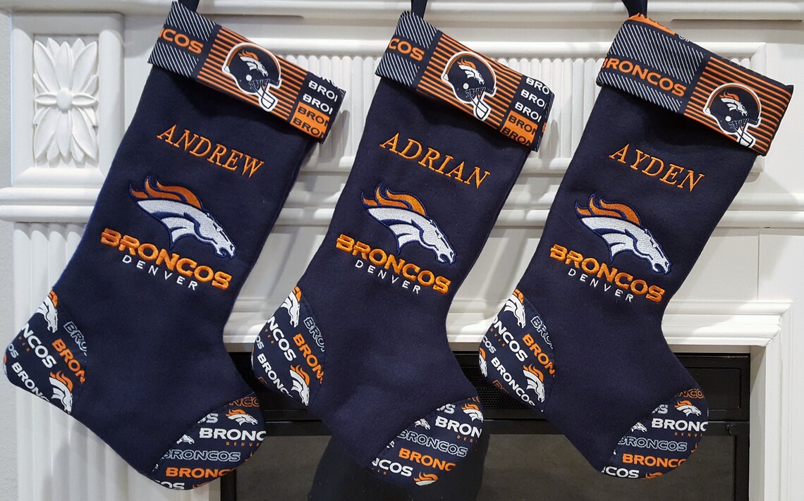 Denver Broncos Christmas Stocking, Embroidered NFL Fleece Stocking - Etsy
