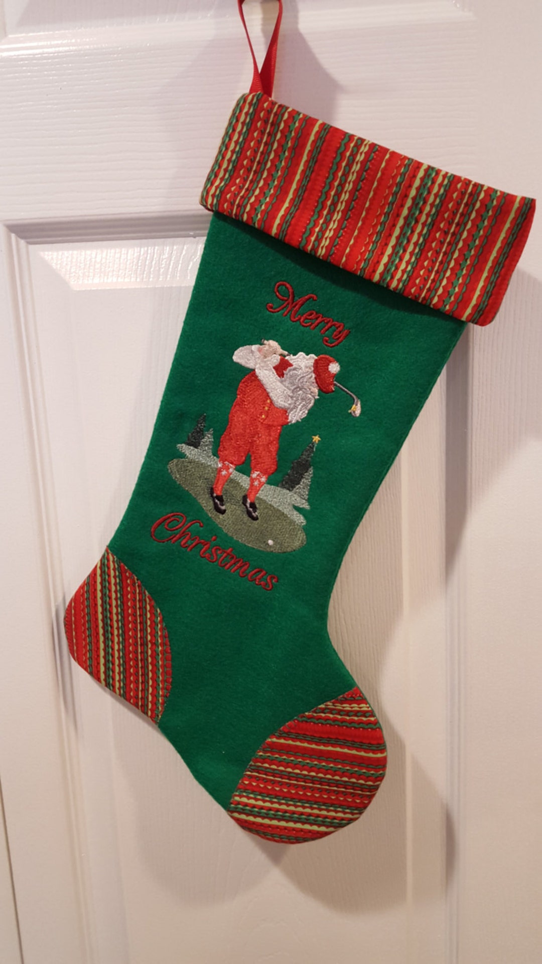 Mens Santa Golf Christmas Stocking, Green Felt, - Etsy