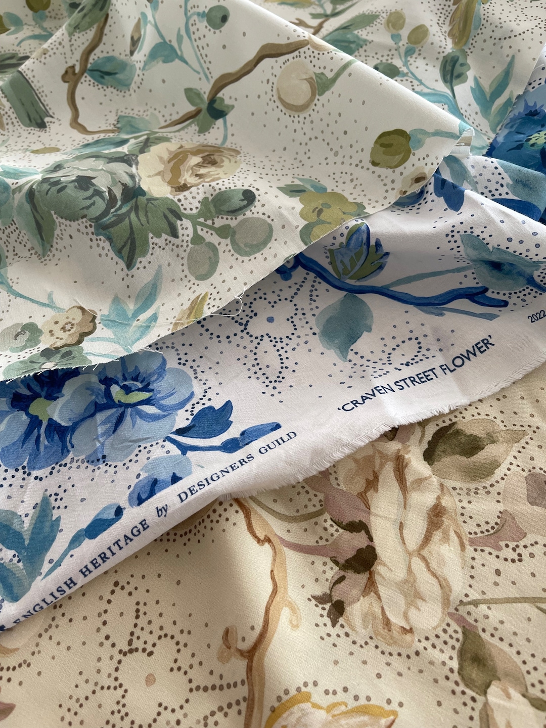 Designers Guild Craven Street Flower Fabric Remnants: Cotton Upholstery ...