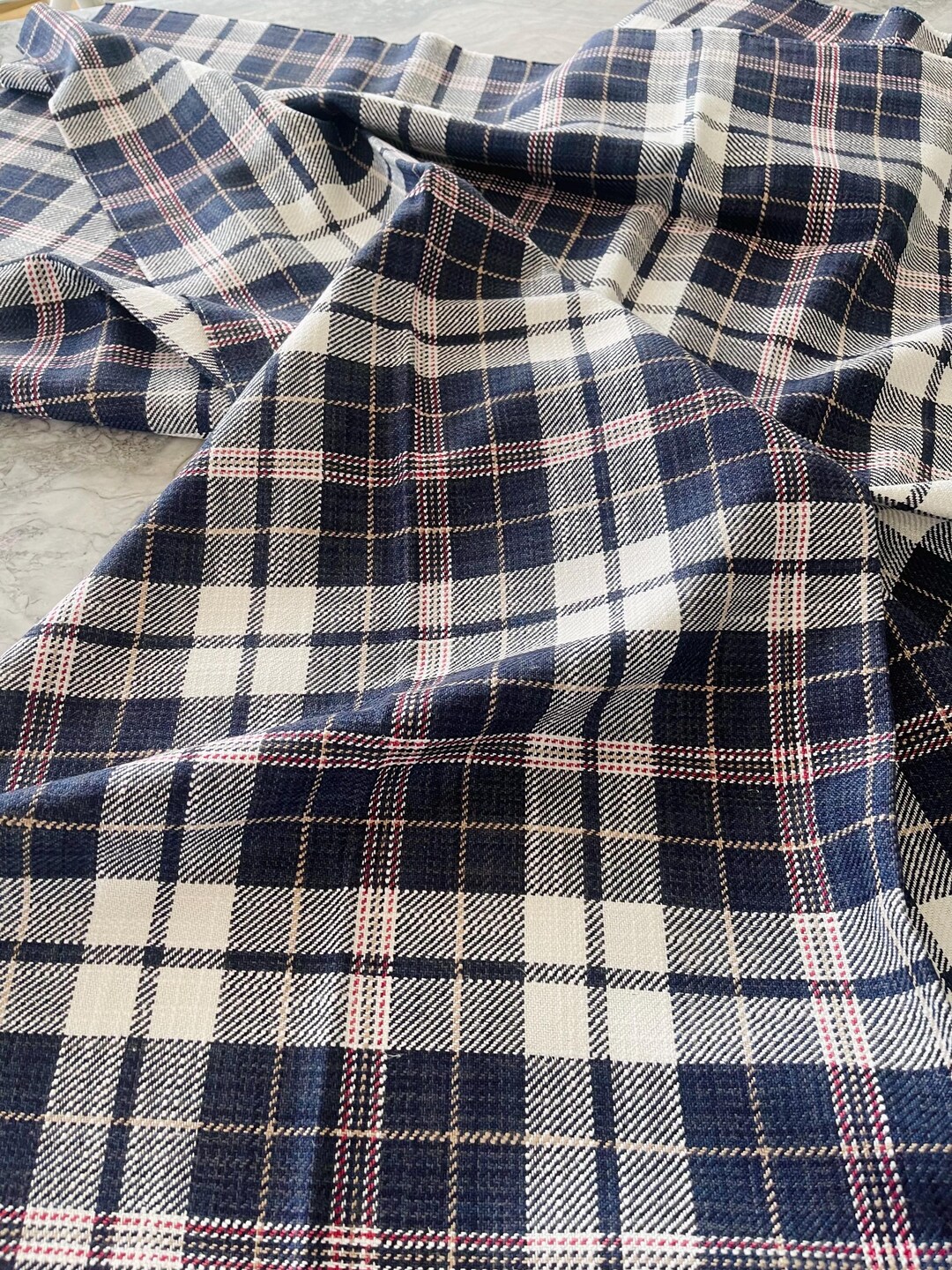 Ian Mankin Ayr Check Fabric Designer Fabric Remnant Scottish Tartan Ian Mankin Ayr Check Fabric Designer Fabric Remnant Scottish Tartan