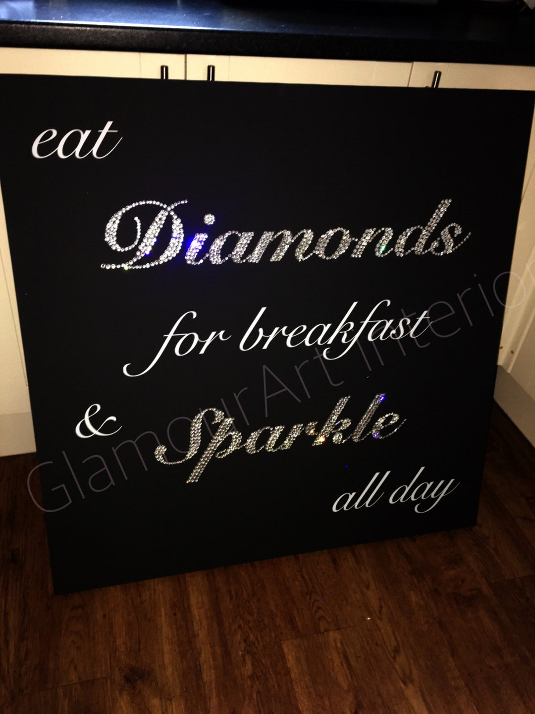Swarovski Crystal Quote Canvas: Eat Diamonds, Audrey Hepburn - Etsy