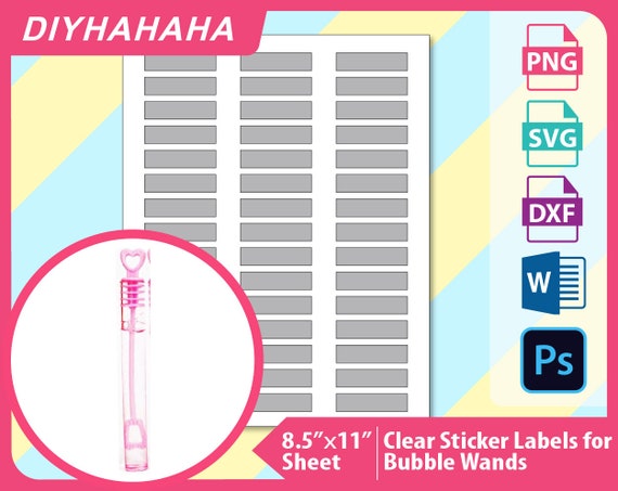 Bubble Wands Label template Microsoft word doc PSD PNG and | Etsy