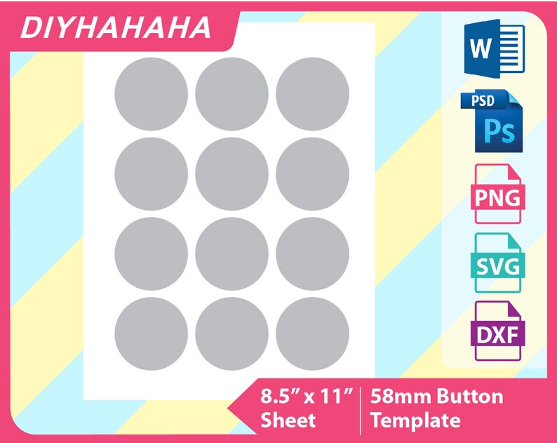 58mm Button Template Blank Template PSD PNG And SVG Dxf Etsy