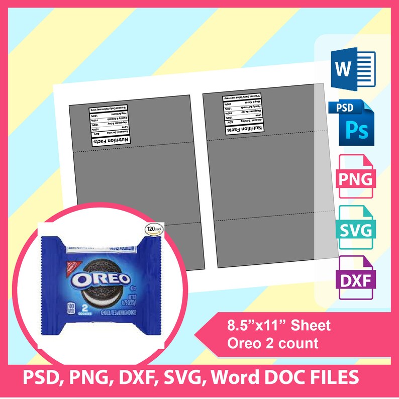 Oreo 2 Count Wrapper Template Blank Template PSD PNG Etsy