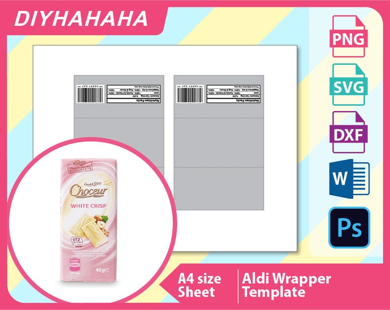 Aldi Chocolate Bar Wrapper Template Choceur Chocolate Etsy