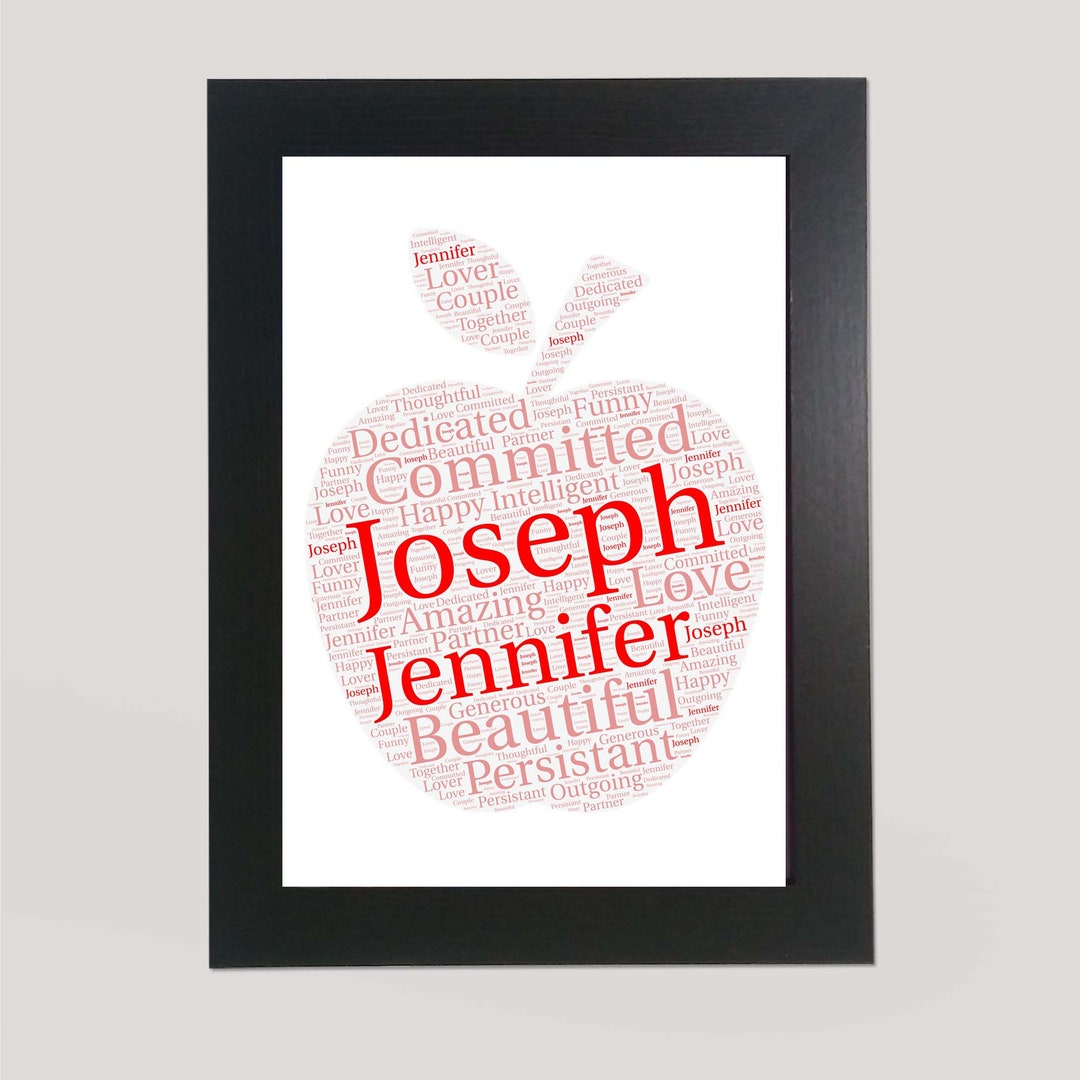 Personalised Apple Word Art Print - Etsy