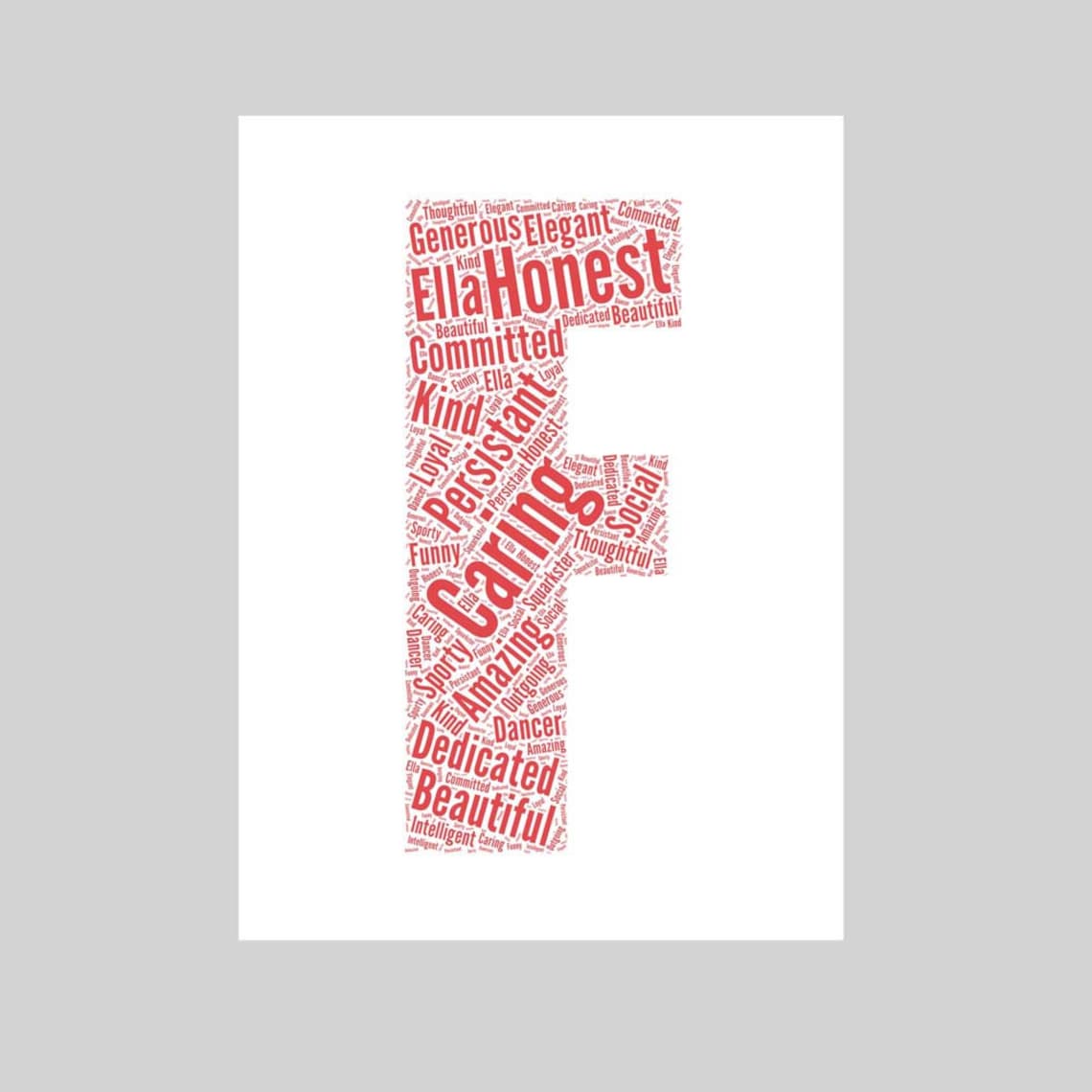 Letter F Name Initial Word Art Print - Etsy