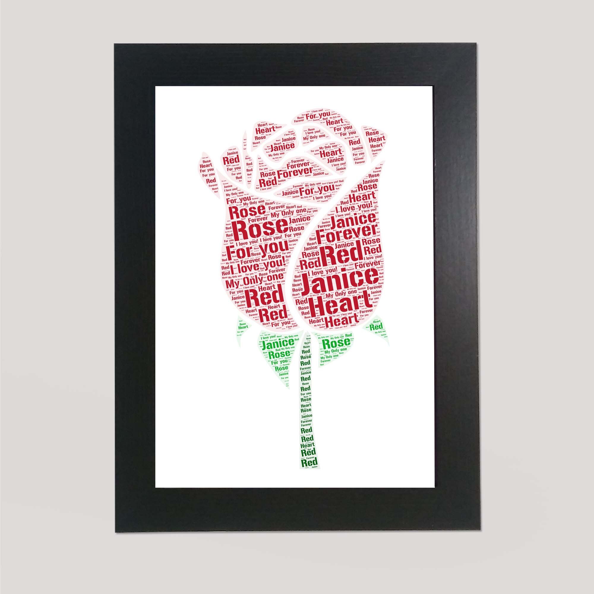 Prints Digital Prints Personalised name roses digital art print framed ...