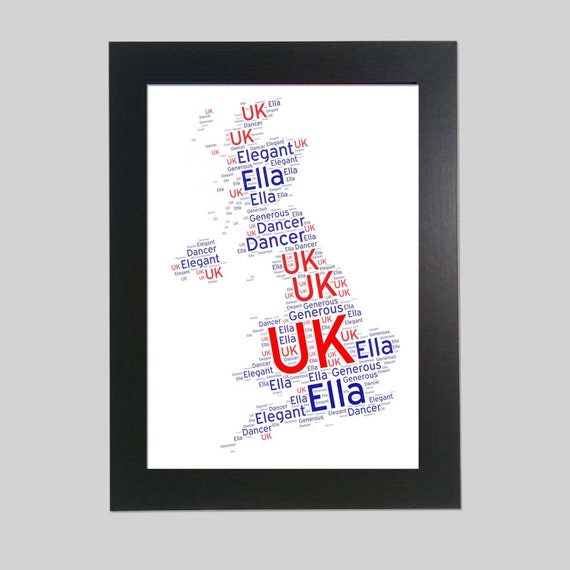Personalised UK Country word art print | Etsy