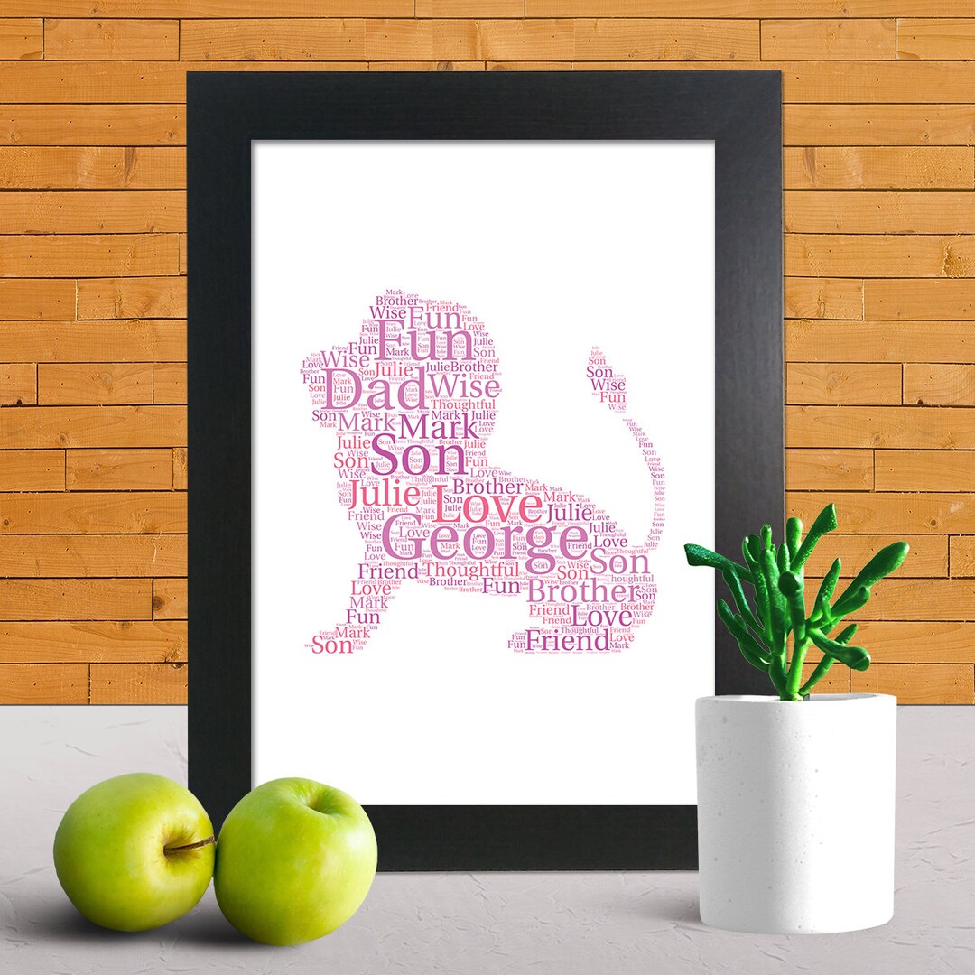 Personalised Lion Word Art Print - Etsy UK