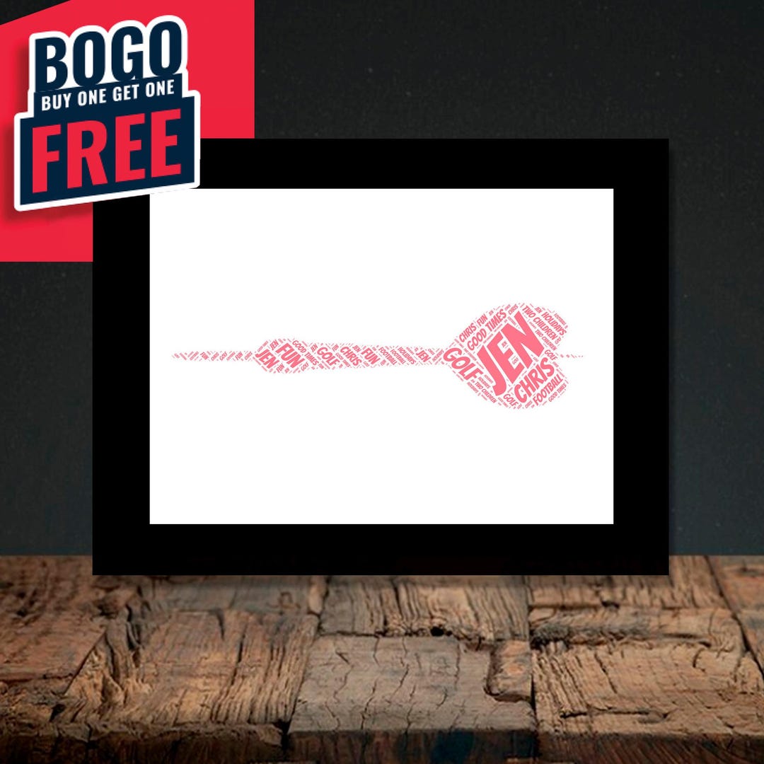 Personalised Dart Word Art - Unique A4 and A3 Framed Gift Idea for ...