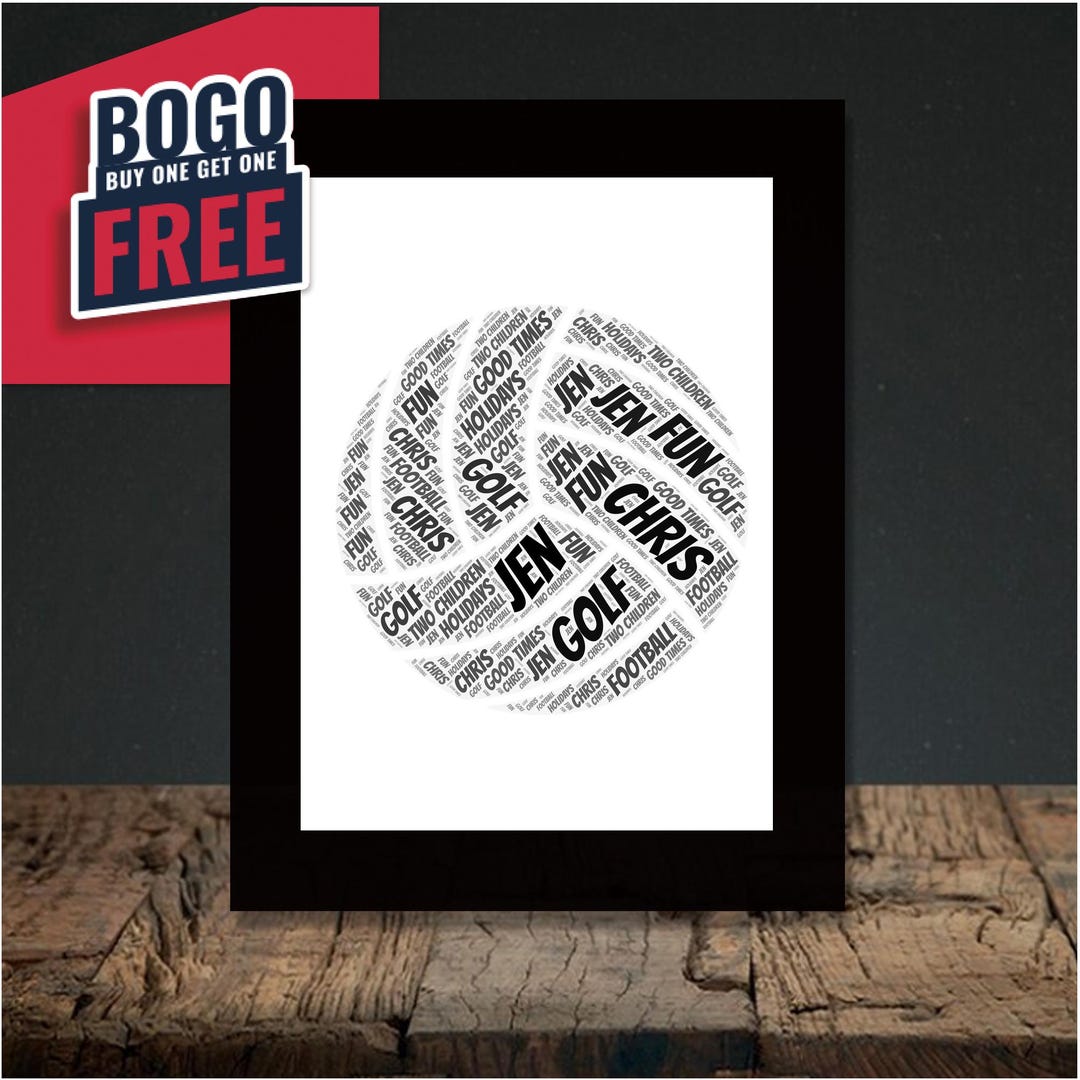 Personalised Volleyball Word Art - Unique A4 and A3 Framed Wall Decor ...