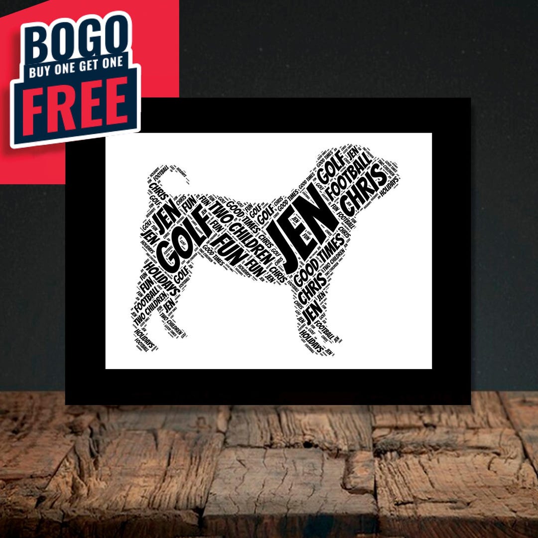 Personalised Chinese Shar-pei Word Art - Unique A4 and A3 Framed ...
