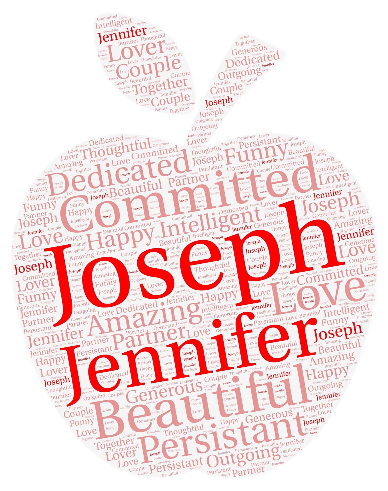 Personalised Apple Word Art Print - Etsy
