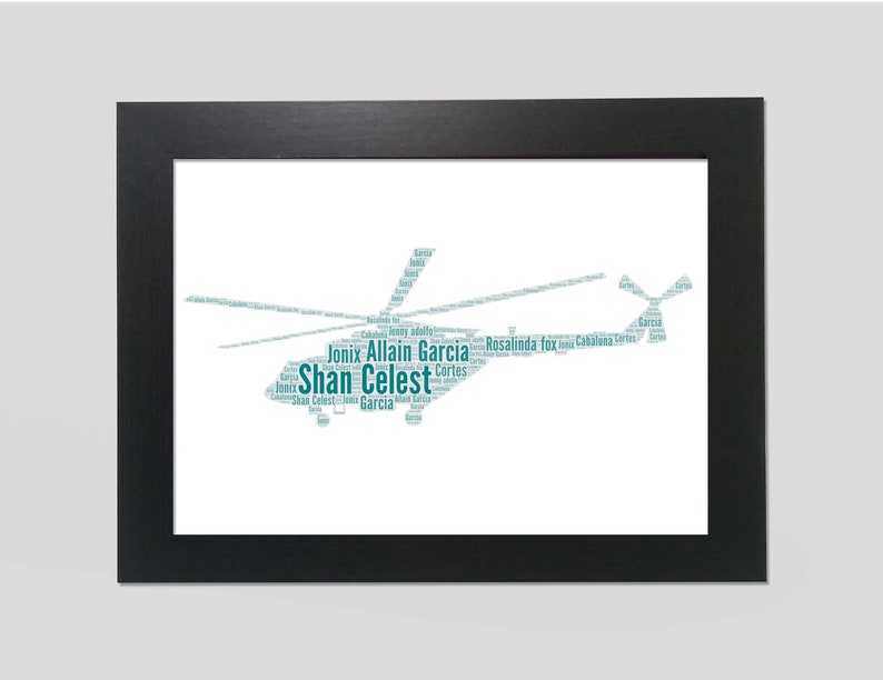 Personalised Helicopter word art print | Etsy