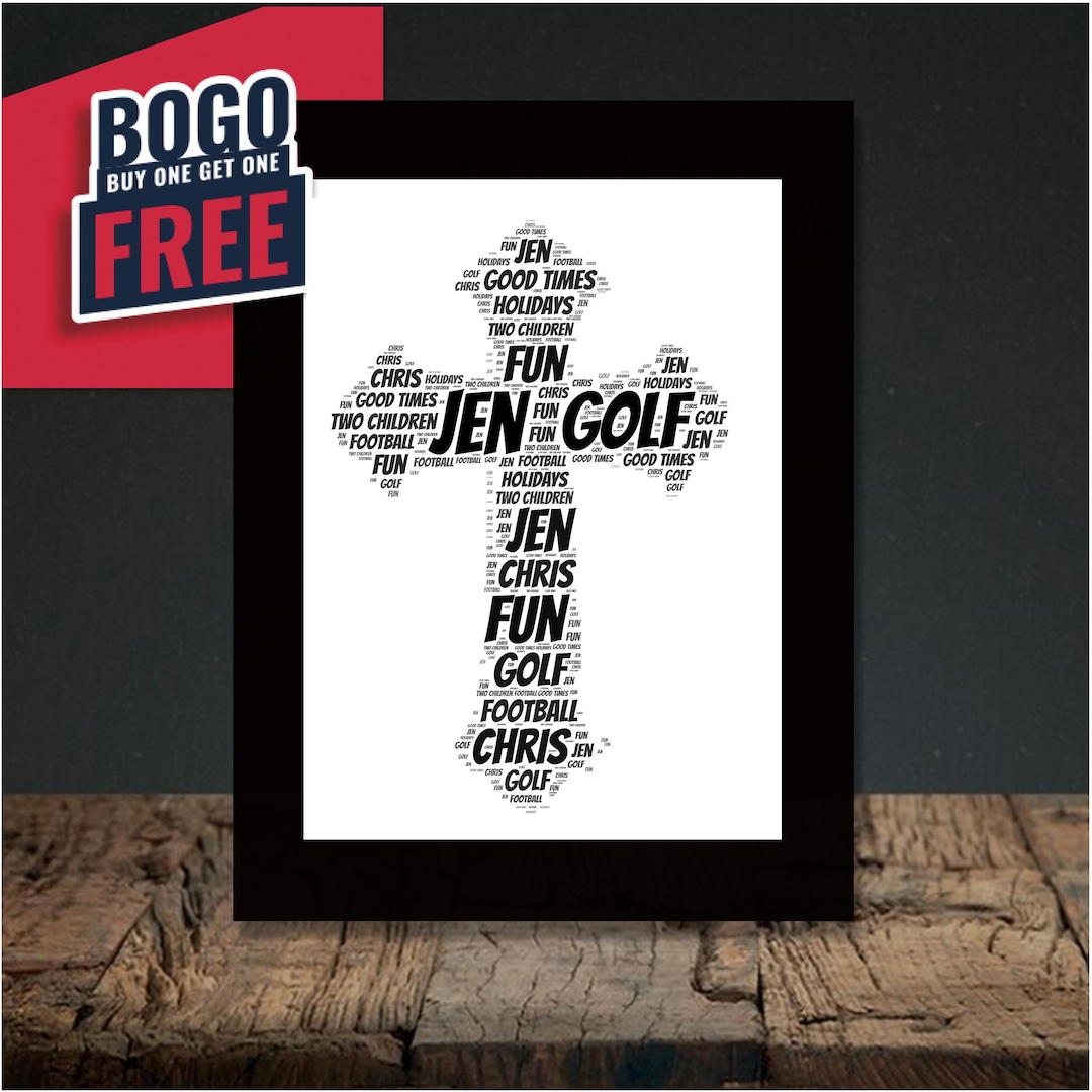 Personalised Coptic Cross Word Art - Custom A4 and A3 Framed Decor for ...