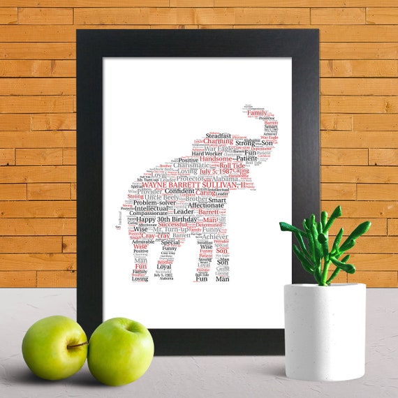 Personalised Elephant Word Art Print - Etsy UK