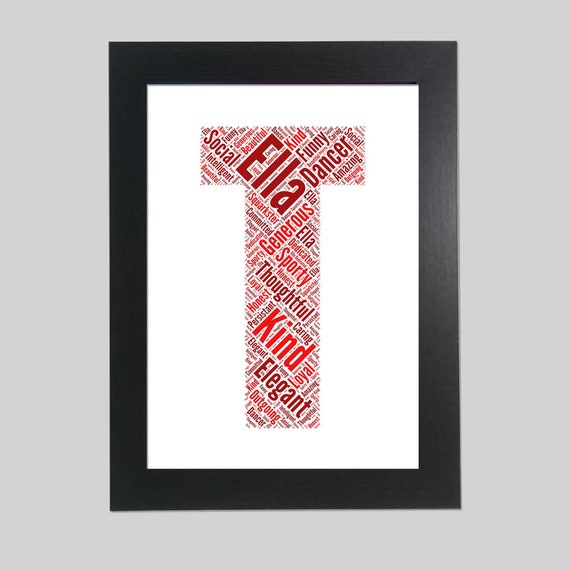 Letter T Name Initial Word Art Print | Etsy