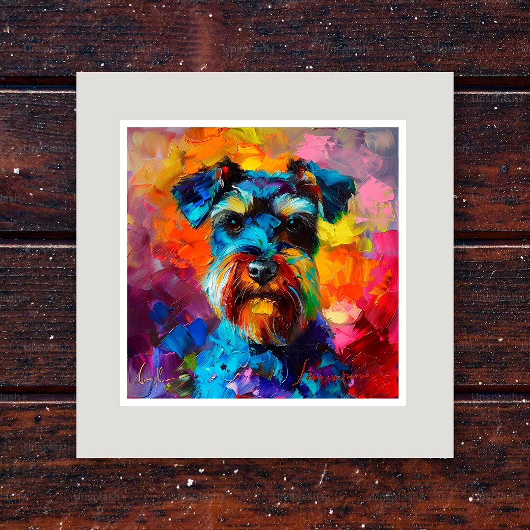 Miniature Schnauzer Art Print - Captivating 10x10 Inch Framed Portrait ...