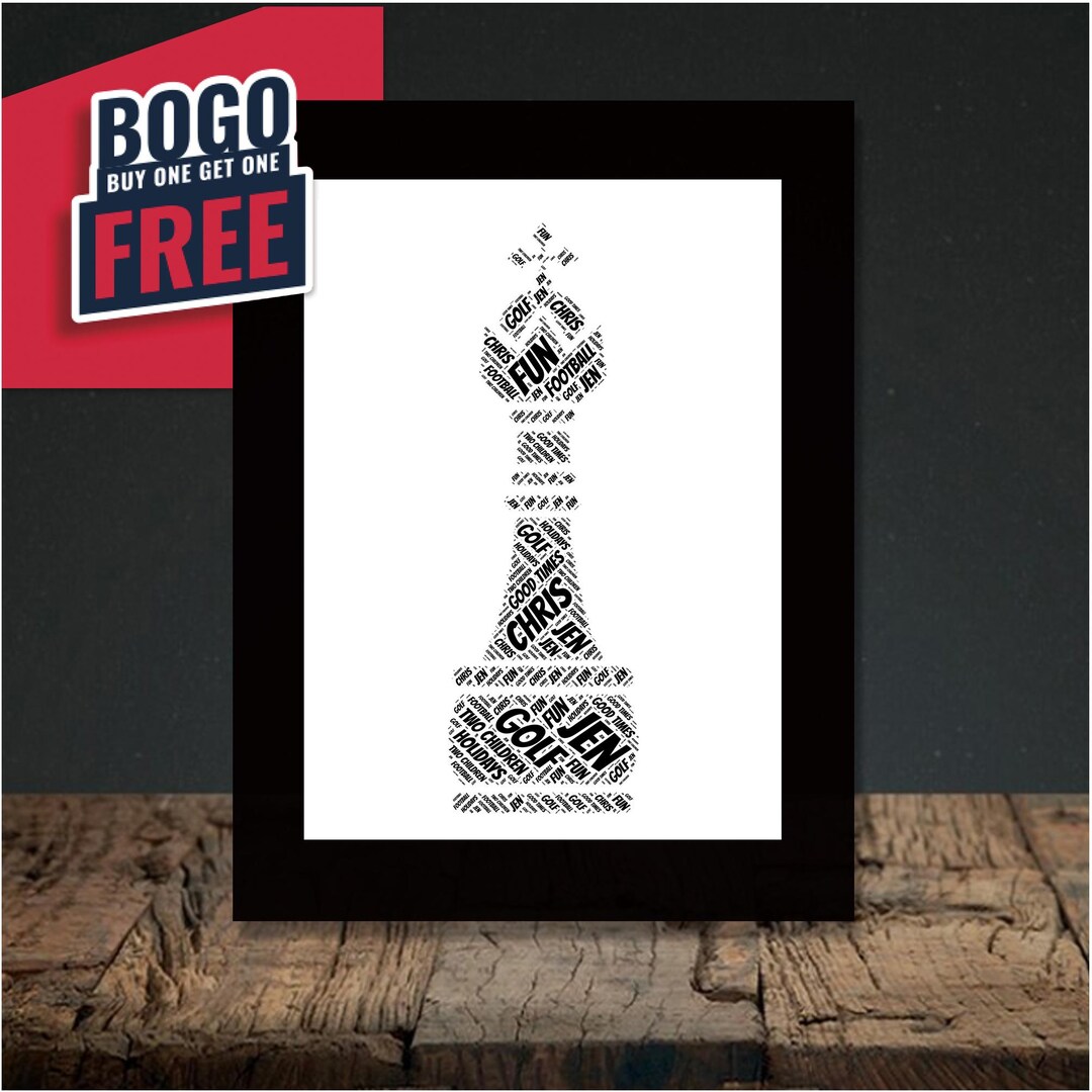 Personalised Chess King Word Art - A4 and A3 Framed Masterpieces for ...