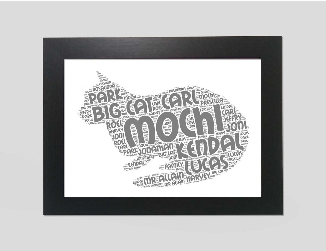 Personalised Cat Word Art Print - Etsy