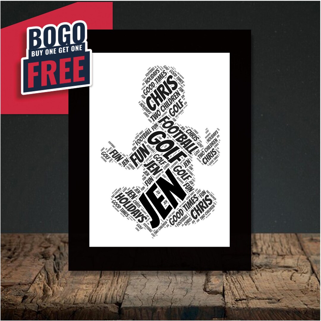 Personalised Baby Boy Word Art - A4 and A3 Framed | Customisable ...