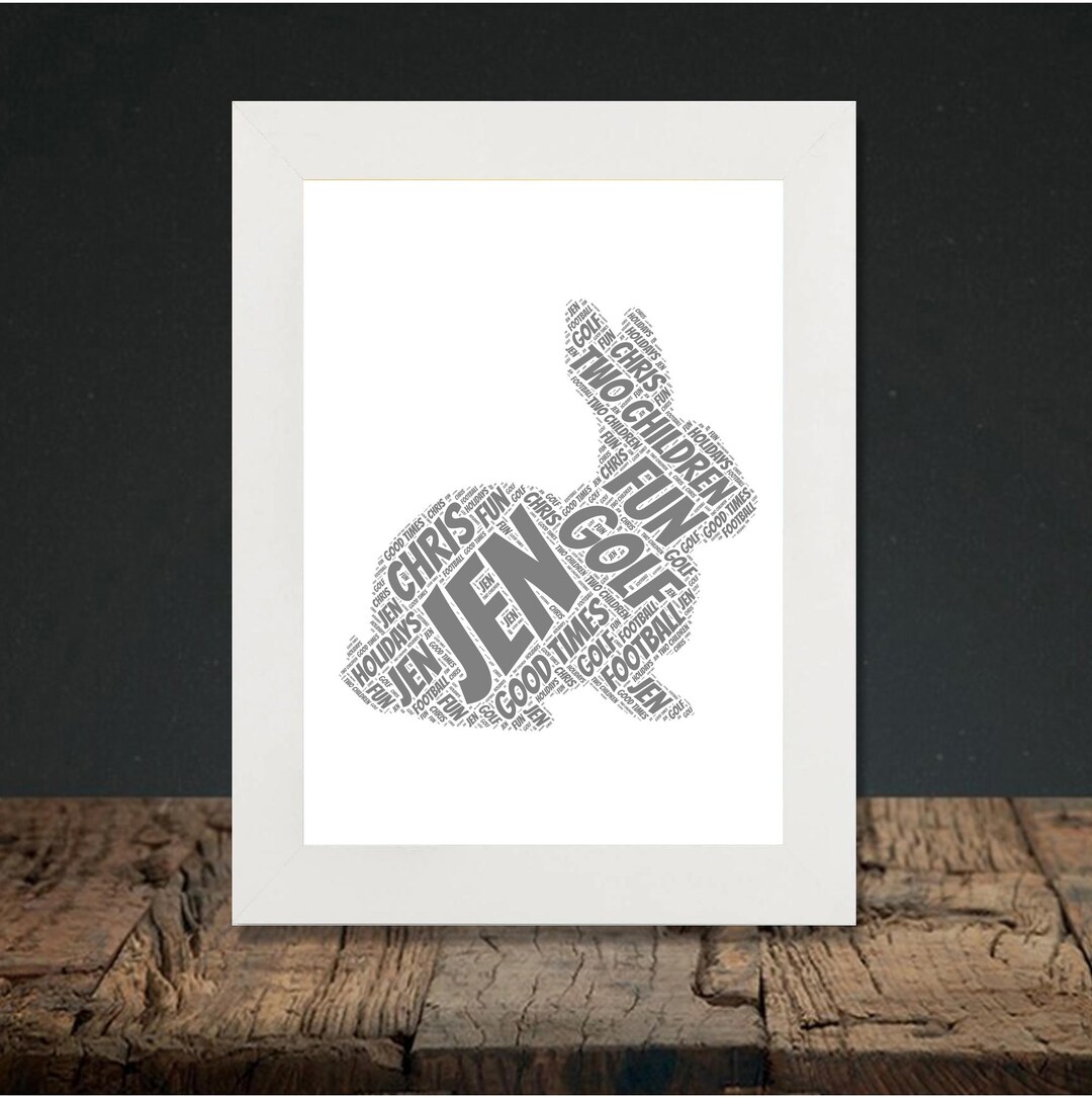 INSTANT Personalised Rabbit Word Art Print TWO Digital Prints - Etsy