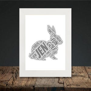 INSTANT Personalised Rabbit Word Art Print TWO Digital Prints - Etsy