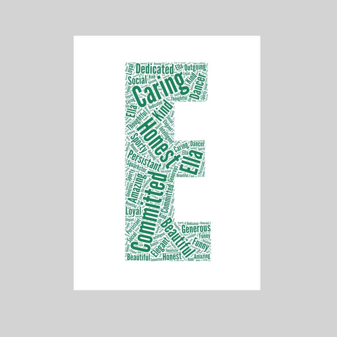 Letter E Name Initial Word Art Print - Etsy UK