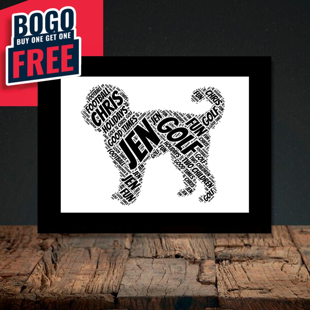 Personalised Cavapoo Word Art: Unique A4 and A3 Framed Pet Portrait for ...