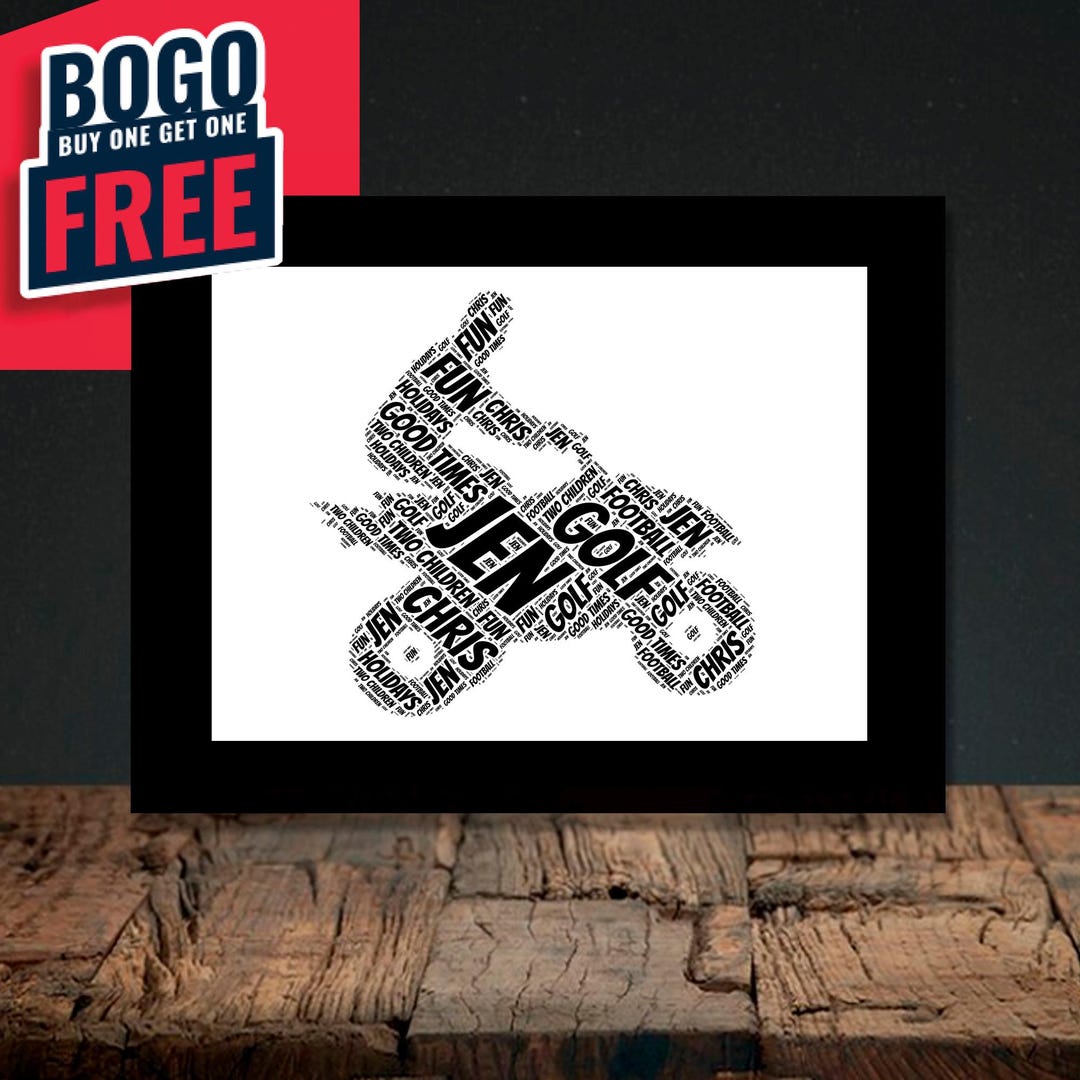 Personalised Quad Driver Word Art A4 and A3 Framed Customisable ...