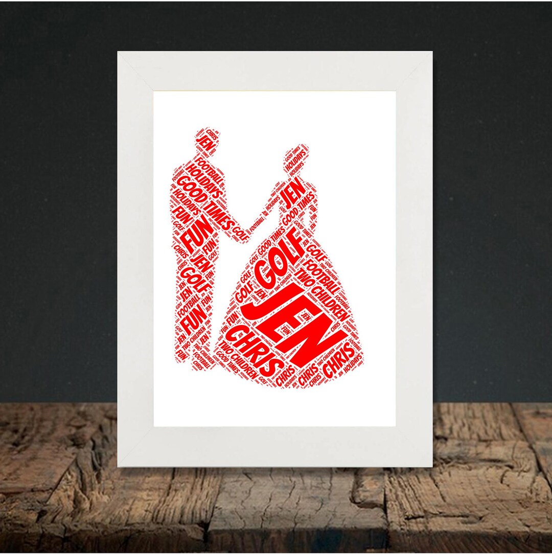 INSTANT - Personalised Wedding Couple Word Art Print - TWO Digital ...