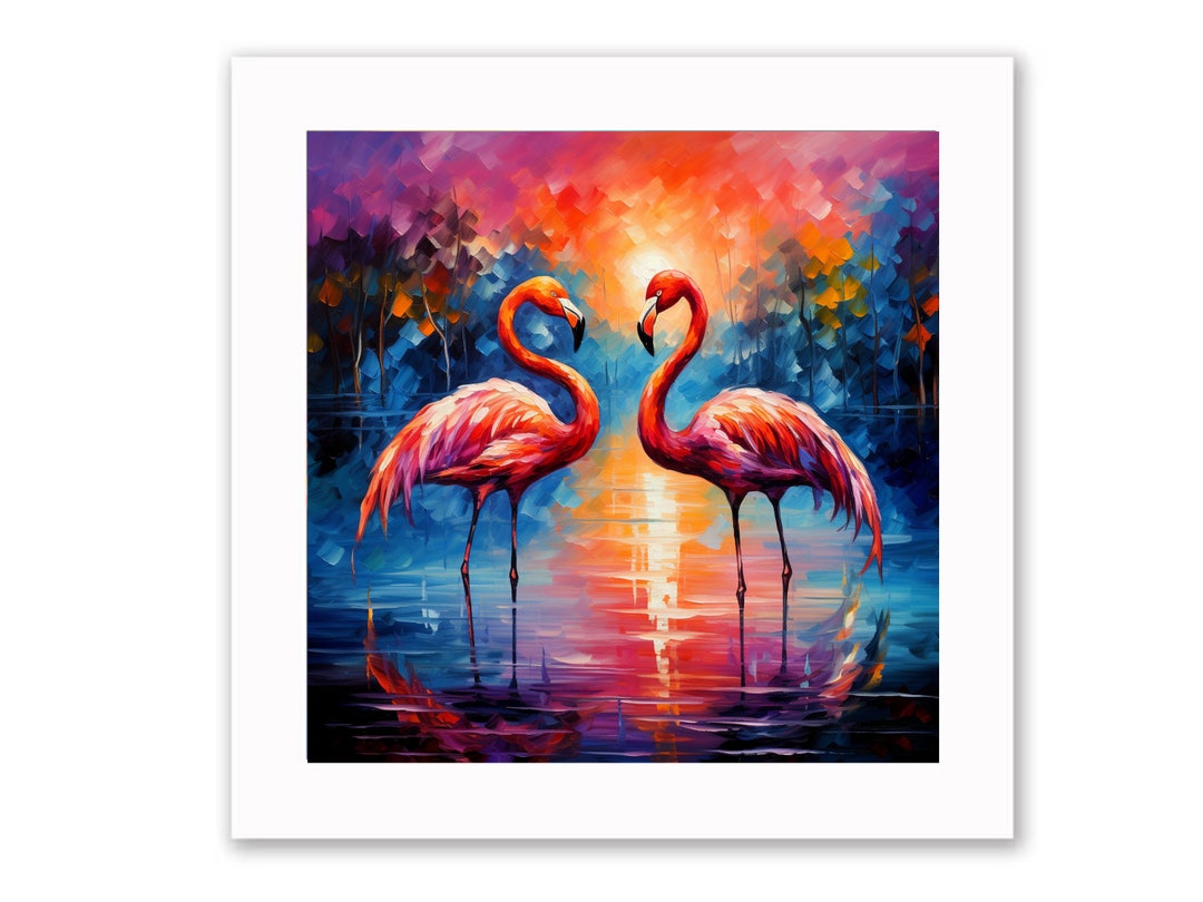 Flamingo Print 10x10 Inches Framed (black or White Wood) - Etsy
