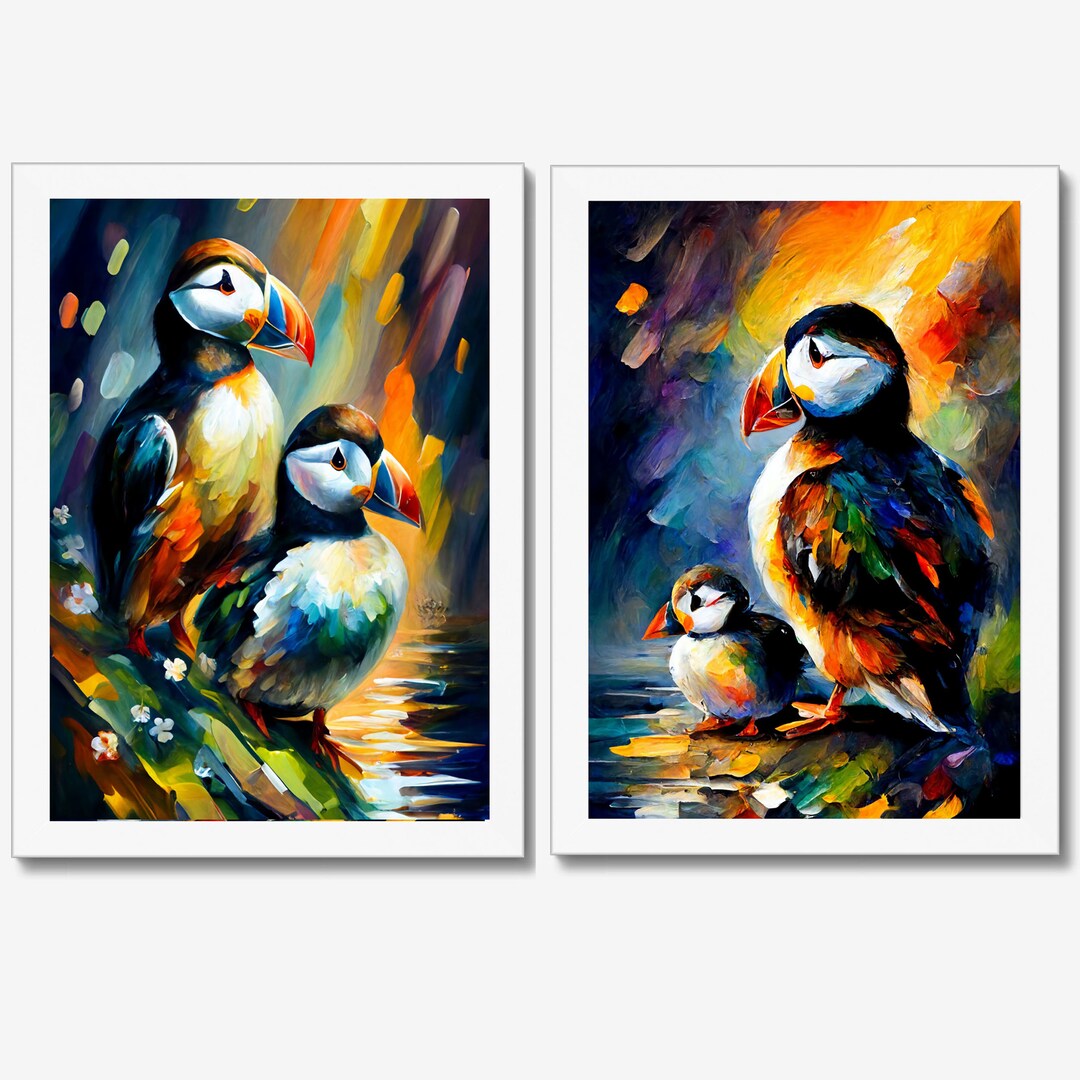 Two Puffin Birds Prints, A4 or A3 Framed Versions - Etsy