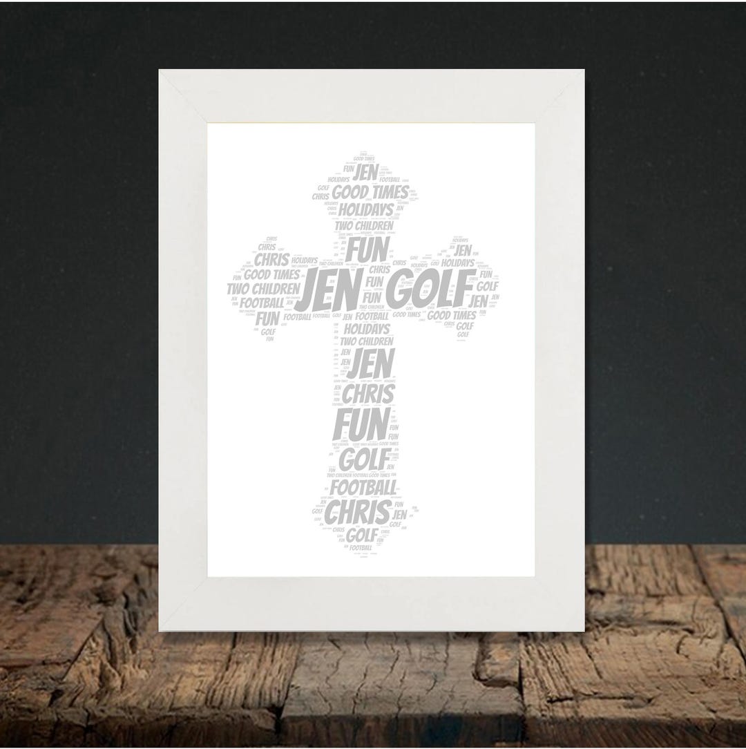INSTANT - Personalised Coptic Cross Word Art Print - TWO Digital Prints ...