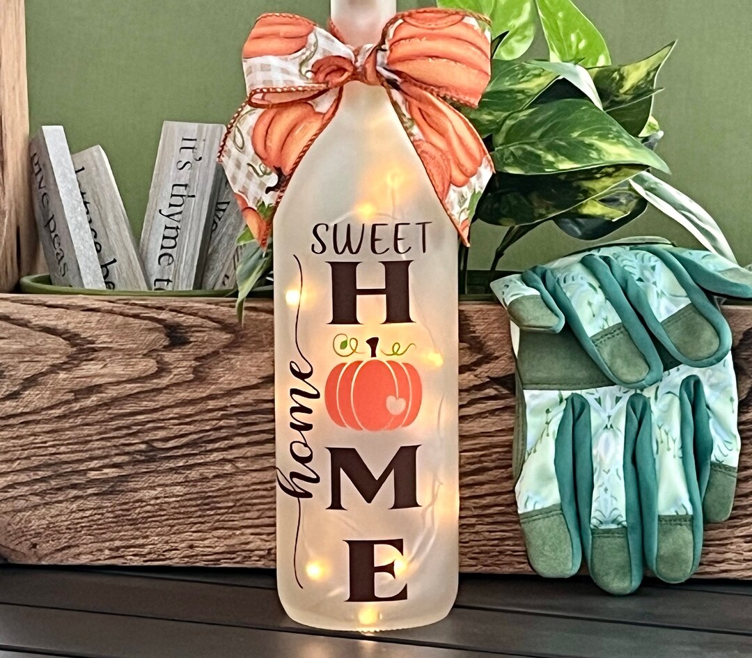 Fall Decor/home Sweet Home/led Wine Bottle Cork Light/wine Bottle Decor ...