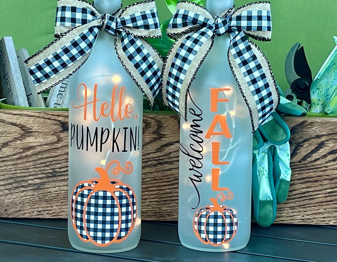 Fall Decor/welcome Fall/hello Pumpkin/led Wine Bottle Cork Light/wine ...