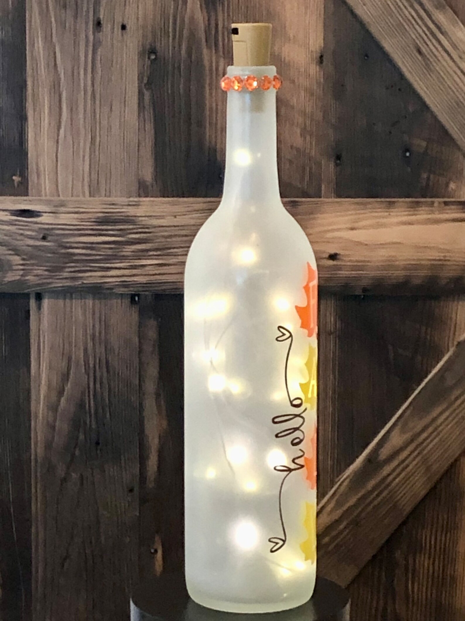 Fall Decor/hello Fall/fall Pumpkins/wine Bottle Light/led Wine - Etsy