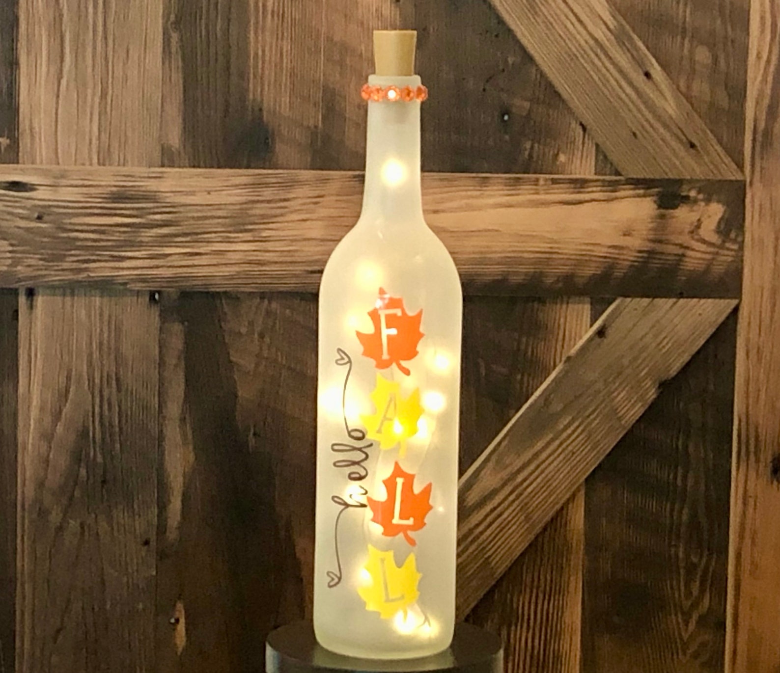 Fall Decor/hello Fall/fall Pumpkins/wine Bottle Light/led Wine - Etsy
