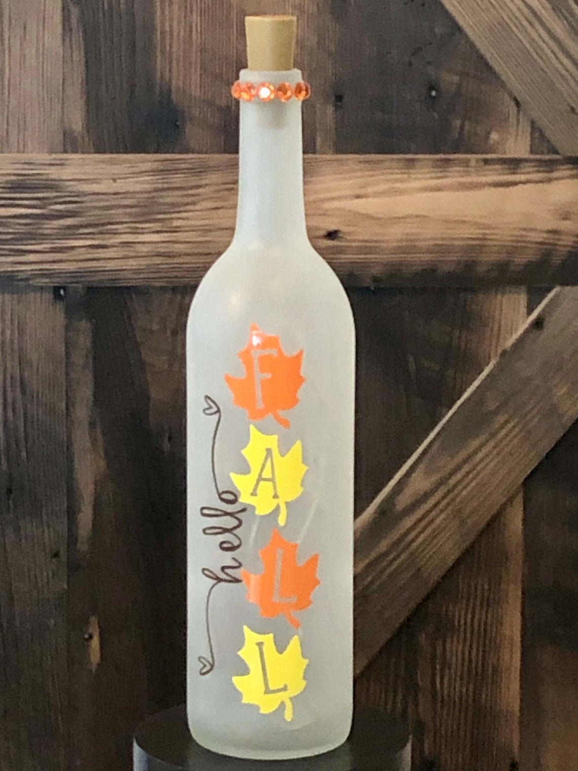 Fall Decor/hello Fall/fall Pumpkins/wine Bottle Light/led Wine - Etsy