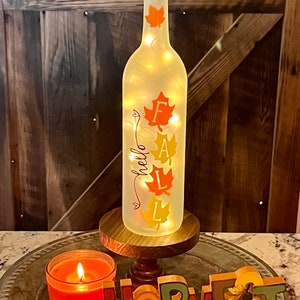 Fall Decor/hello Fall/fall Pumpkins/wine Bottle Light/led Wine Bottle ...