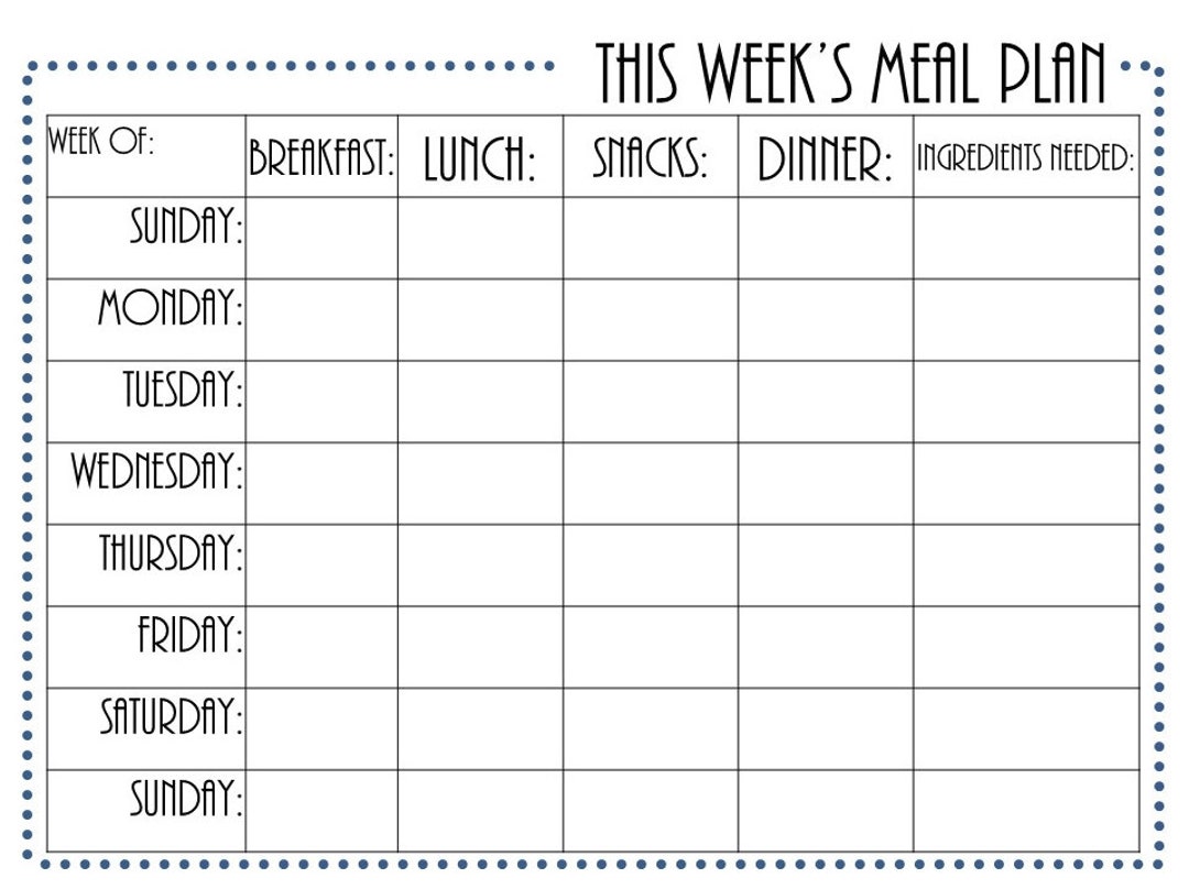 Meal Planning Printable PDF – Weekly Meal Prep, Grocery List, WAHM ...