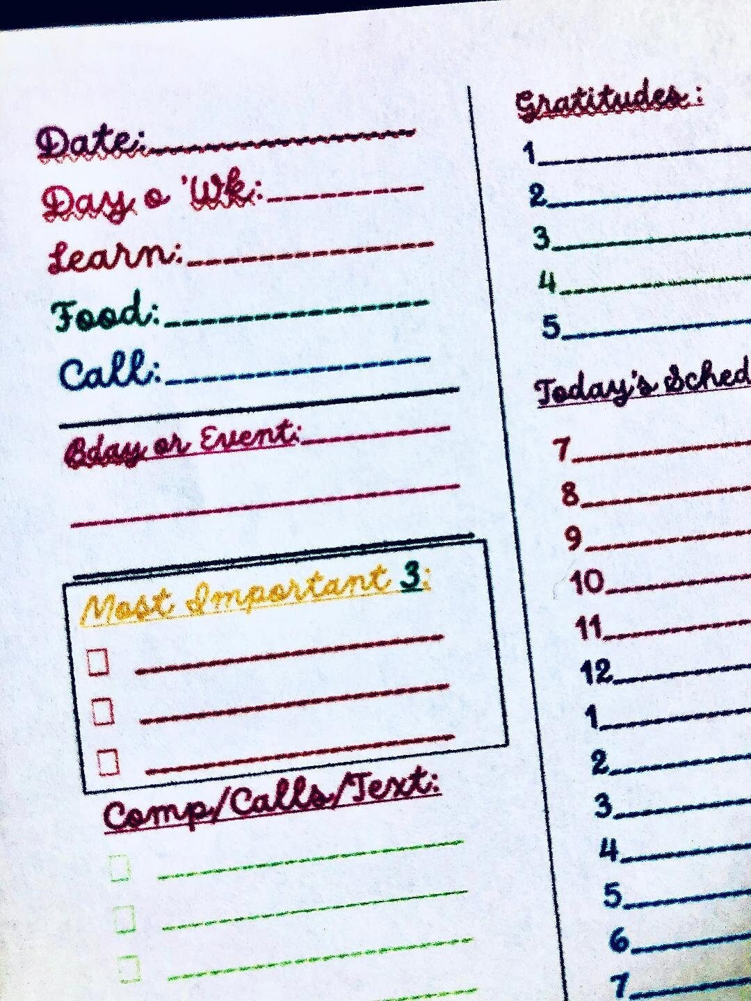 Calendar Colorful Daily Printable Planner Page Colorful Happy Planner ...