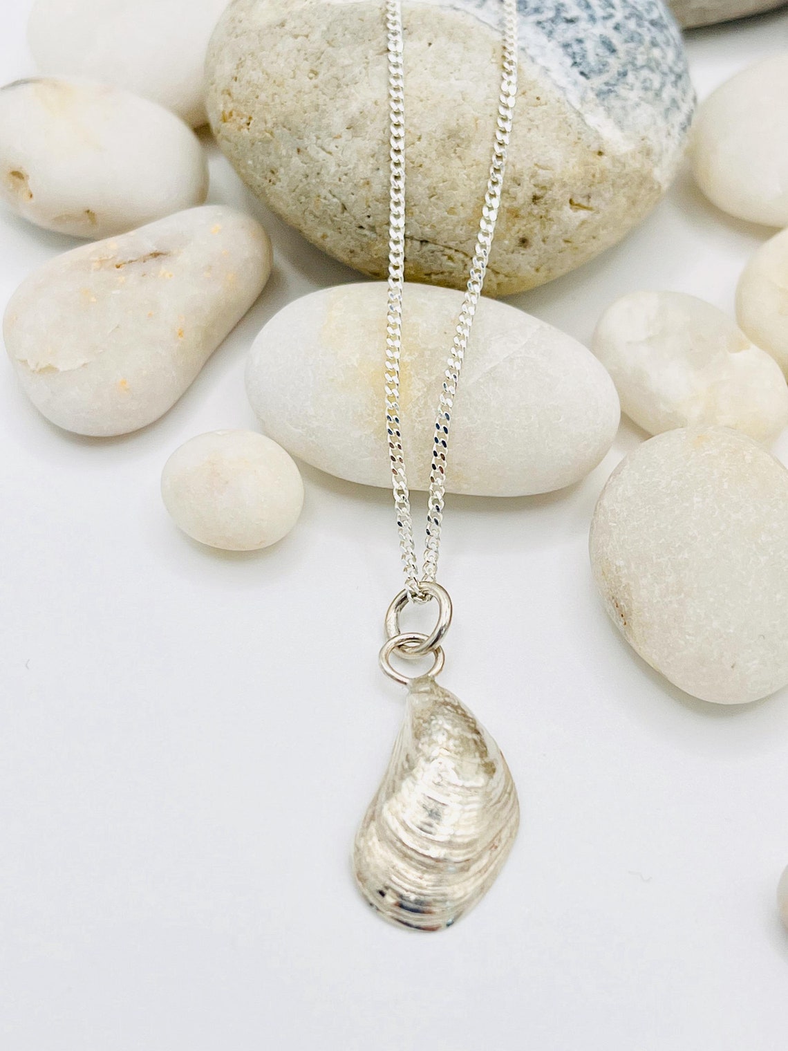 Silver Mussel Shell Necklace - Etsy