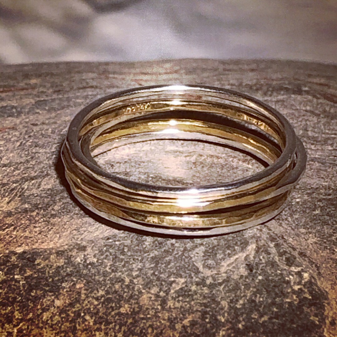 Silver and Gold Stacking Ring Set. - Etsy