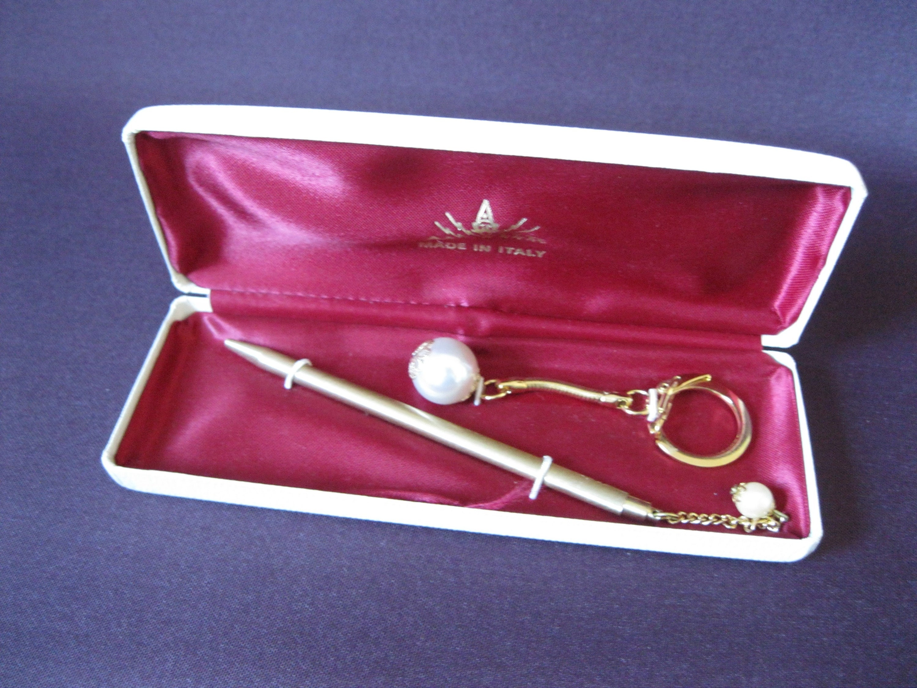 Vintage Pen and Pearl Key-ring Set Merlin Gold Plated - Etsy